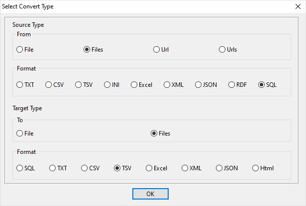Batch convert SQL files to TSV files in a few clicks Batch convert SQL files to TSV files in a few clicks