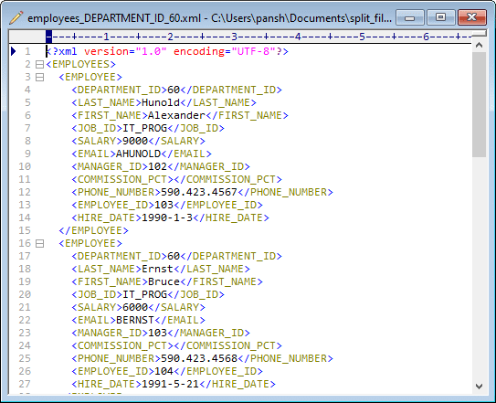 Split large XML file by column value Split large XML file by column value