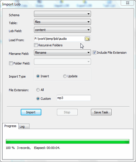 Batch Import Audio Files Into Oracle Blob