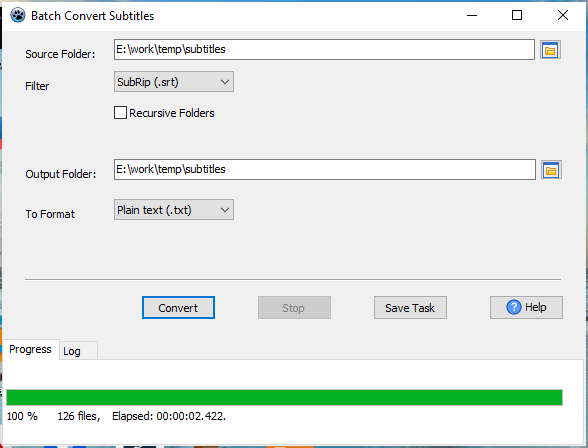 Batch convert subtitles in the SubRip (SRT) format to plain text file ... Batch convert subtitles in the SubRip (SRT) format to plain text file ...