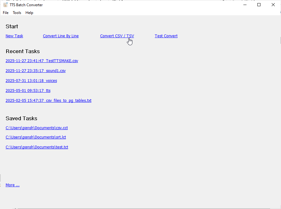 Convert Text to Speech by CSV / TSV